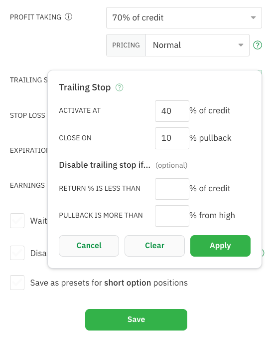 1-Min Trailing Stops Added to Exit Options | Option Alpha
